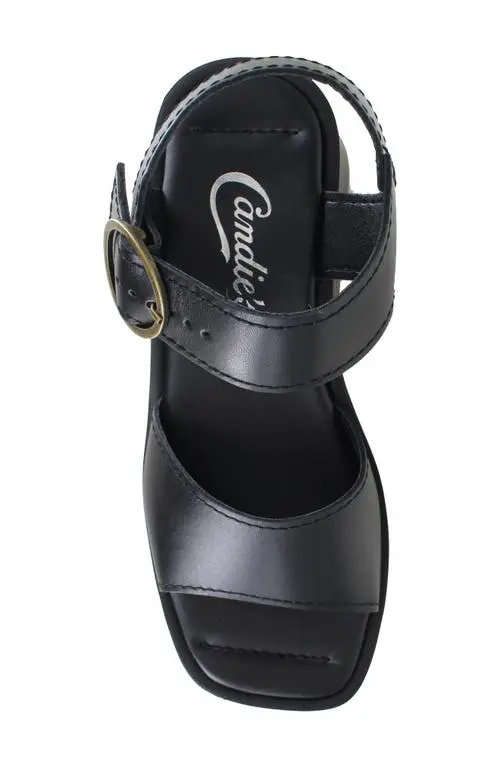 CANDIE'S Platform Sandals - Black Leather