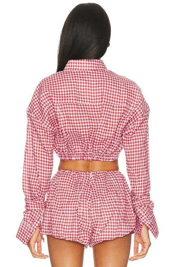 AEXAE Linen Tie Top Shirt