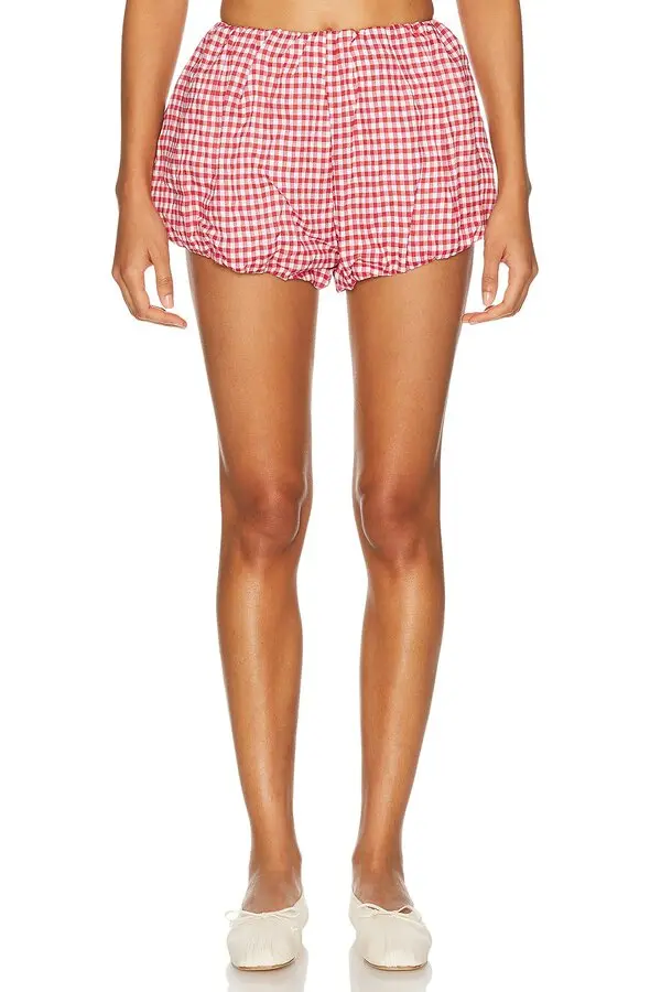 AEXAE Linen Balloon Short - Gingham Red