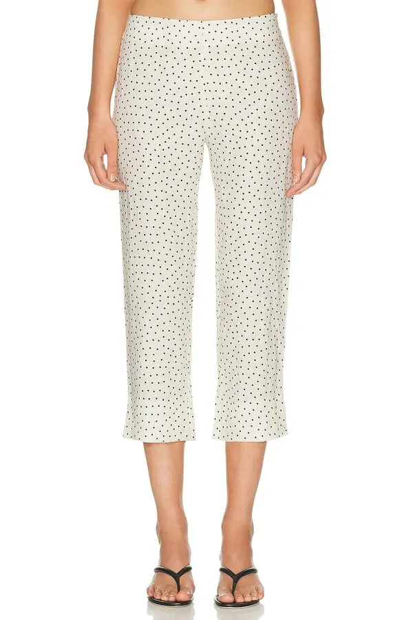 AEXAE Linen Capri Pants - Micro Polka Dot
