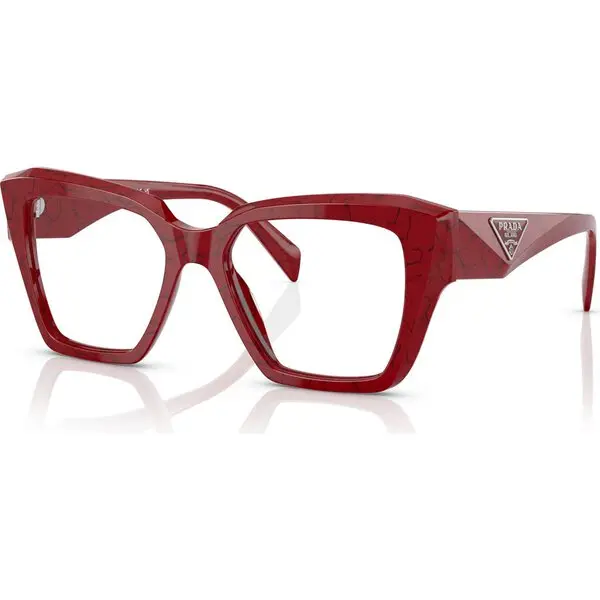 Prada 51mm Square Full Rim Eyeglasses - Red