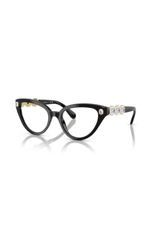 SWAROVSKI 53mm Cat Eye Optical Glasses - Black