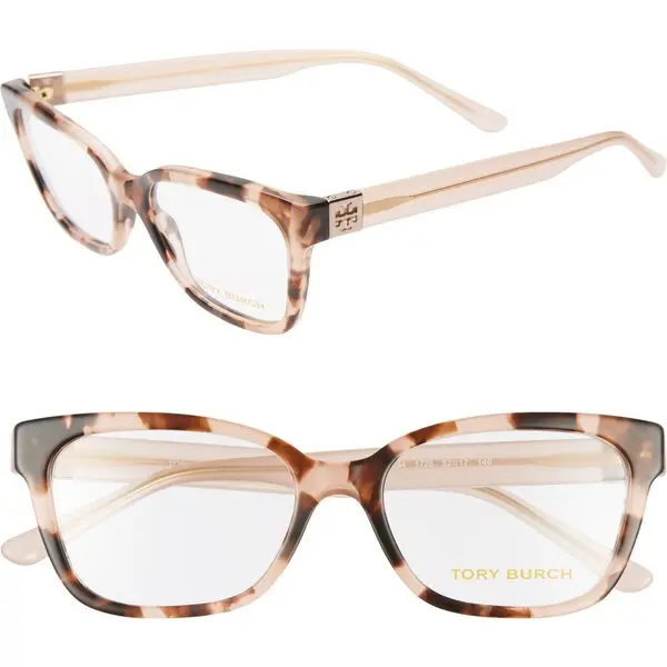 Tory Burch 52mm Square Optical Eyeglasses - Havana/blush