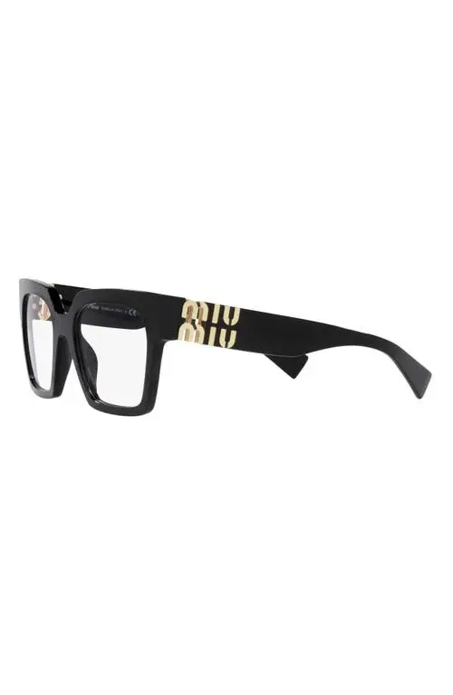 Miu Miu 52mm Square Optical Glasses - Black