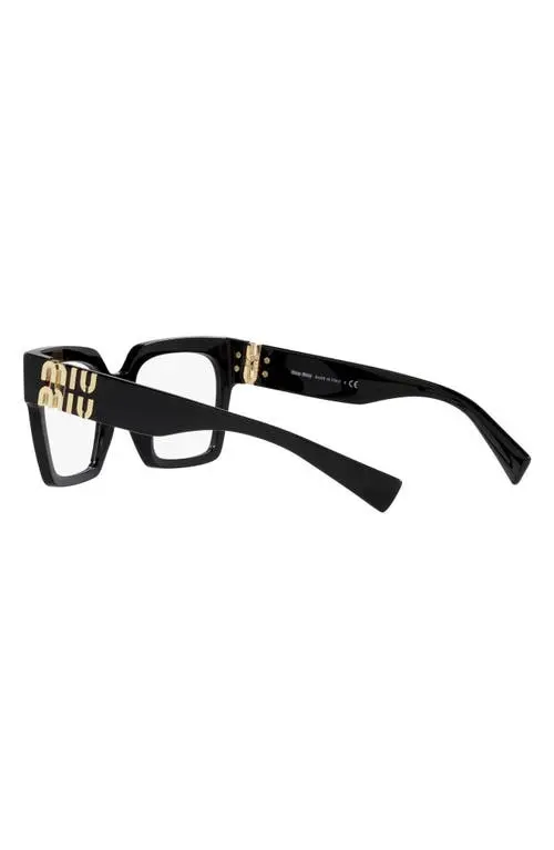 Miu Miu 52mm Square Optical Glasses - Black
