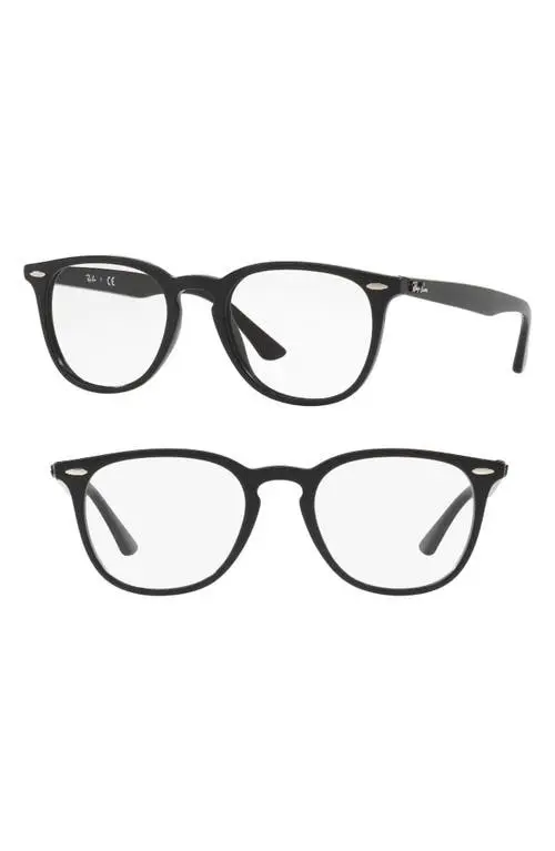 Ray-ban 52mm Full Rim Round Frame Optical Glasses - Shiny Black