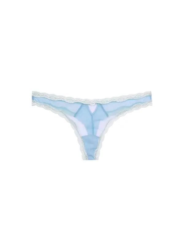 FLEUR DU MAL Sheer Tulle Thong - Light Sky