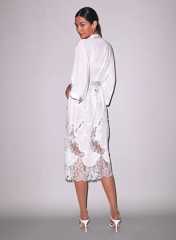 FLEUR DU MAL Mia Lace Long Robe - Ivory