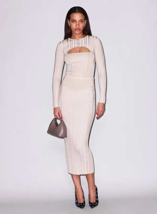 FLEUR DU MAL Rib Shrug Bodysuit - Tahini