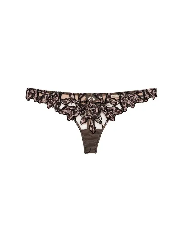 FLEUR DU MAL Lily Embroidery Hipster Thong - Leopard Lily