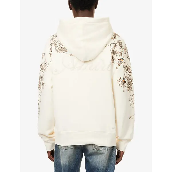 Amiri Cotton Hoody With Sparrow Embroidery