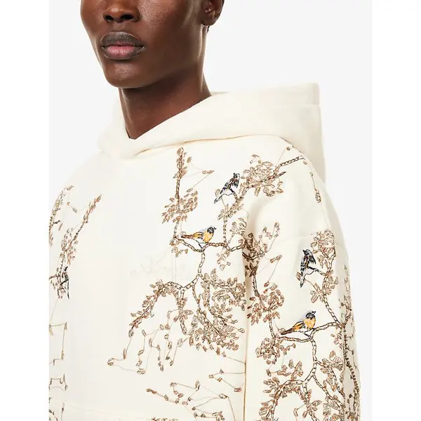 Amiri Cotton Hoody With Sparrow Embroidery