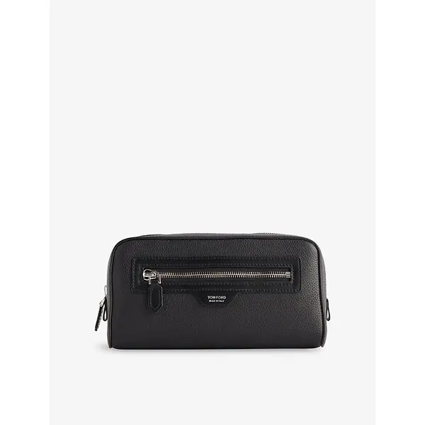 TOM FORD Zipped Leather Wash Bag - Black