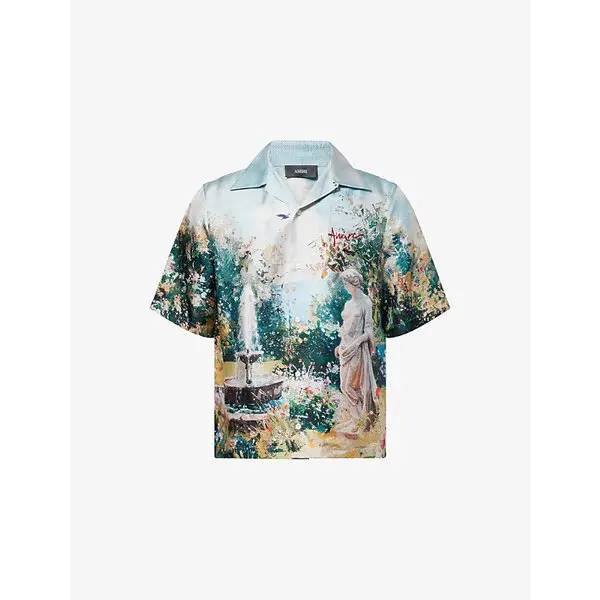 Amiri Chateau Fountain Printed Silk Shirt