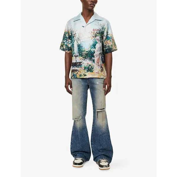 Amiri Chateau Fountain Printed Silk Shirt