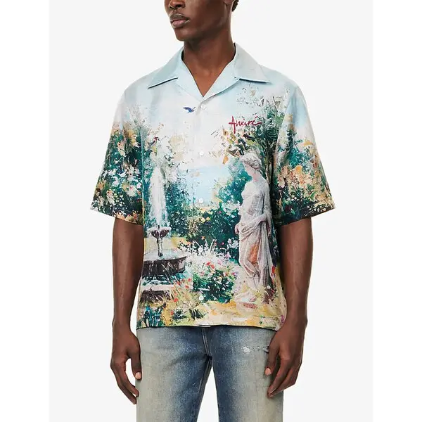 Amiri Chateau Fountain Printed Silk Shirt
