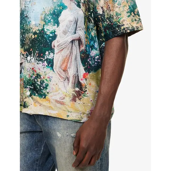 Amiri Chateau Fountain Printed Silk Shirt