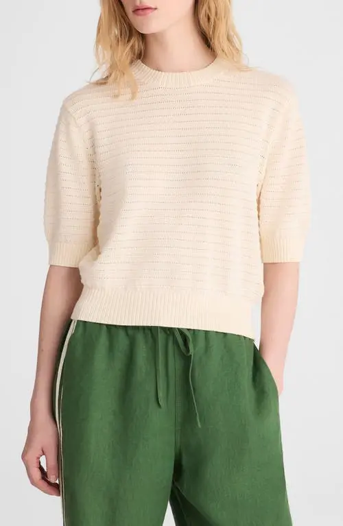 Madewell Textural Stitch Crewneck Cotton Sweater - Vintage Ivory