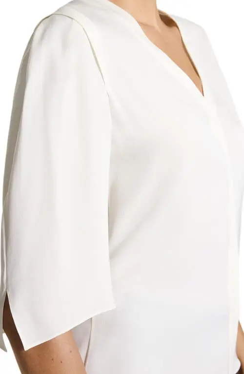 Theory Silk Round Sleeve Button-up Top - Ivory