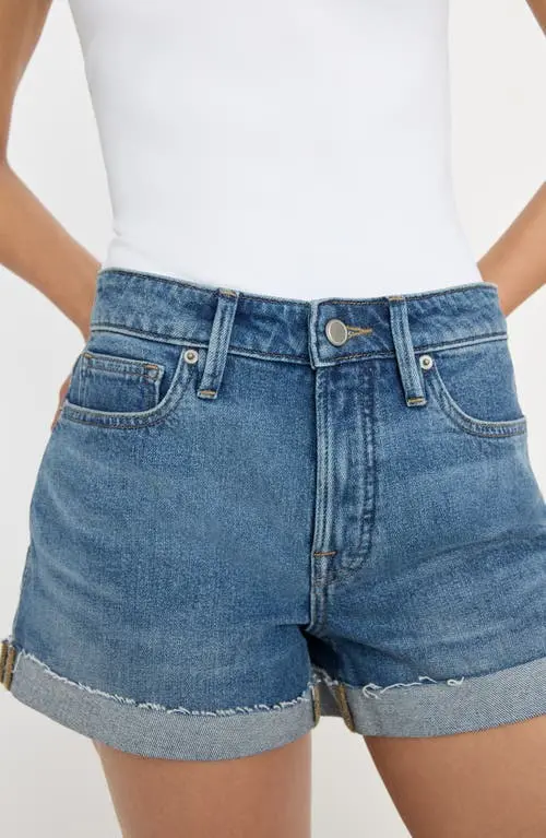 Good American Good Girlfriend Denim Shorts - Indigo