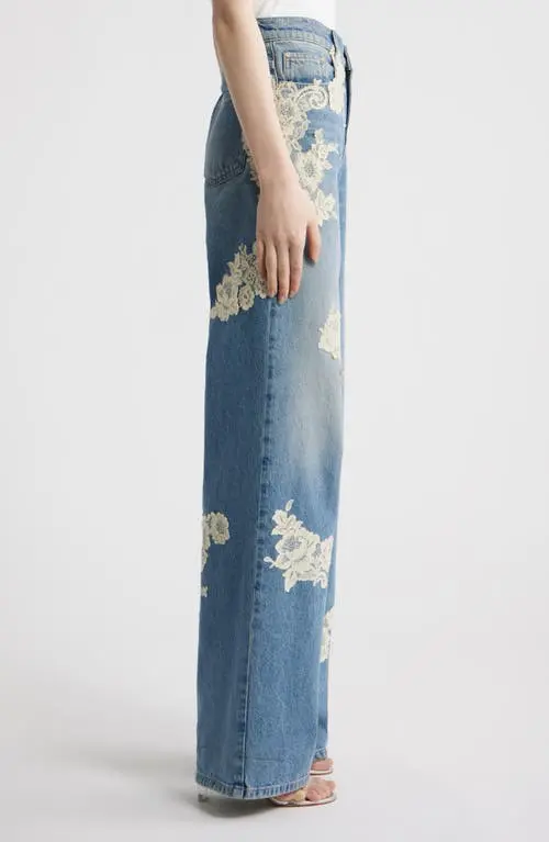 LoveShackFancy Bambie Lace Wide Leg Jeans