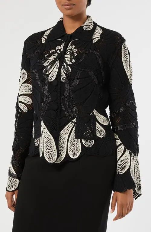 Marina Rinaldi Lappole Crochet Cardigan
