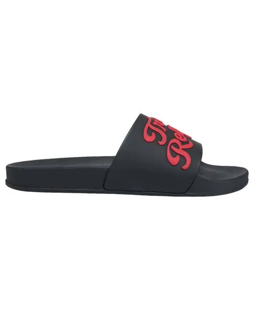 True Religion Script Logo Pool Slides - Black