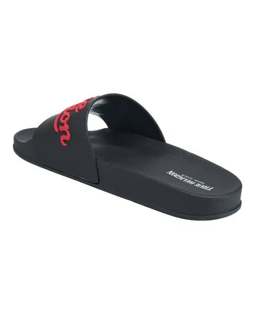 True Religion Script Logo Pool Slides - Black