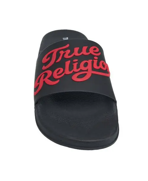 True Religion Script Logo Pool Slides - Black