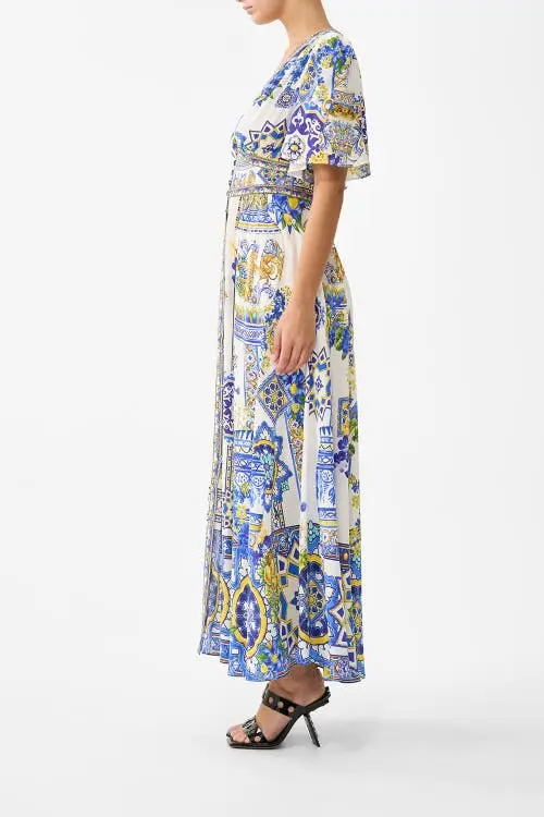 Camilla Shaped Waistband Dress With Flutter Sleeves - España Nirvana