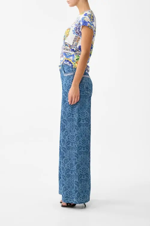 Camilla Slim Fit Round Neck T-shirt With Crystal Embellishment - España Nirvana