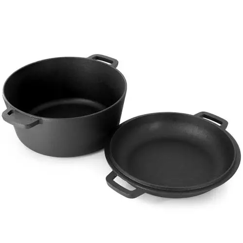MEGACHEF 5 Quart 2-in-1 Cast Iron Dutch Oven And Skillet