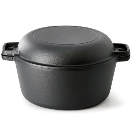 MEGACHEF 5 Quart 2-in-1 Cast Iron Dutch Oven And Skillet