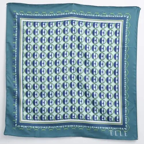 ELLE COLLECTION Printed Satin Scarf - Teal Multi