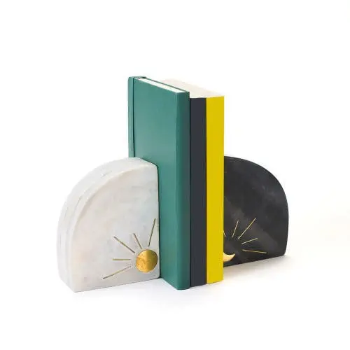 MATR BOOMIE Indukala Sun And Moon Marble Bookends - Multicolor