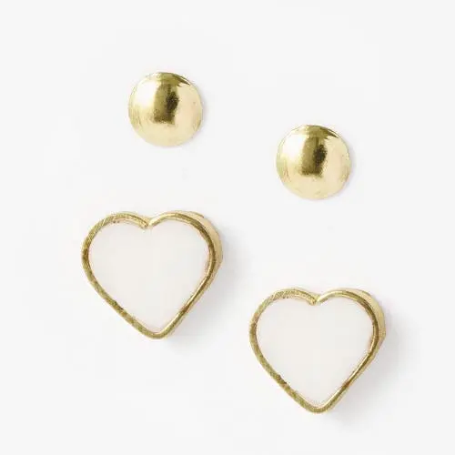 MATR BOOMIE Rajani Heart Mother Of Pearl Earring Set - White