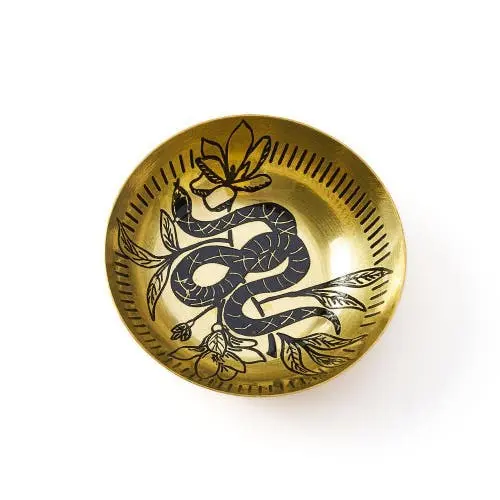 MATR BOOMIE Saanp Snake Round Brass Trinket Dish - Bronze