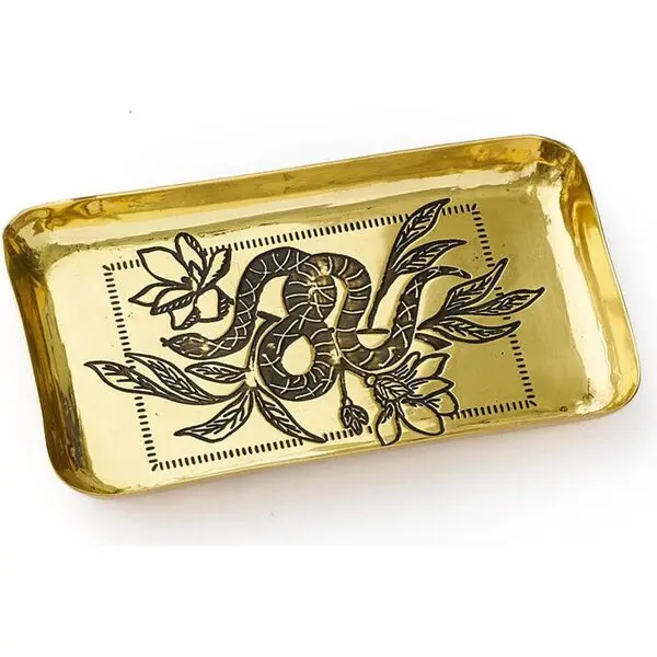 MATR BOOMIE Saanp Snake Rectangular Catch-all Trayetched Brass - Bronze