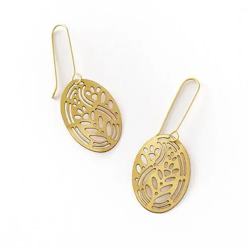 MATR BOOMIE Adhya Cutout Oval Drop Hook Earrings - Bronze