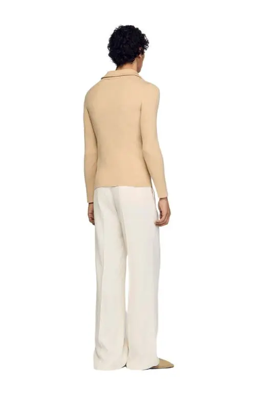 Sandro Zip Cardigan With Standing Collar