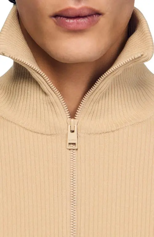 Sandro Zip Cardigan With Standing Collar
