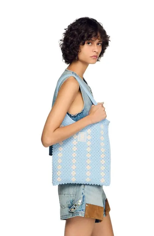 Sandro Studded Cropped Denim Vest