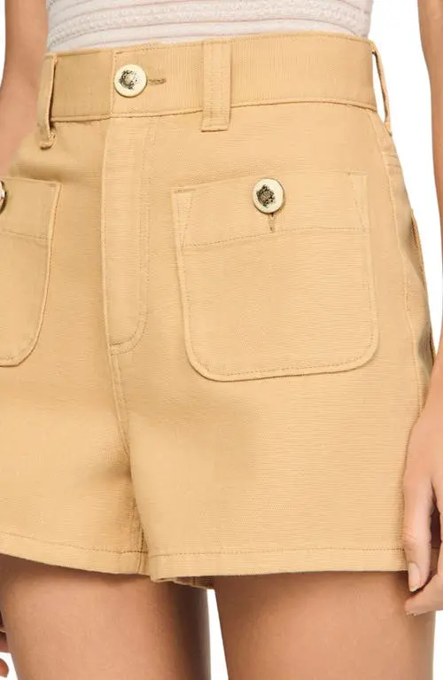 Sandro High-waisted Straight Denim Shorts - Beige