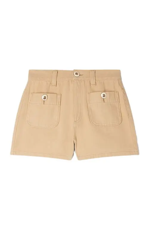Sandro High-waisted Straight Denim Shorts - Beige