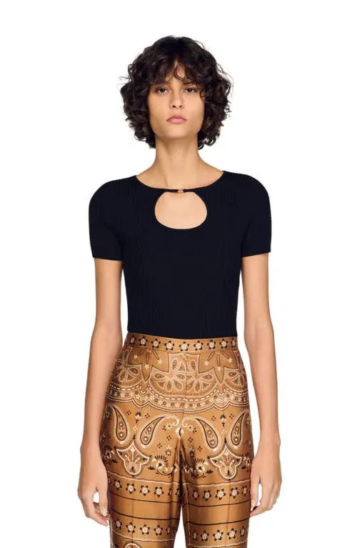 Sandro Openwork Collar Sweater