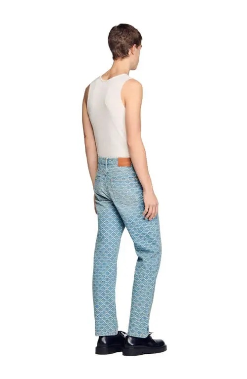 Sandro Regular-fit Square Cross Jacquard Jeans
