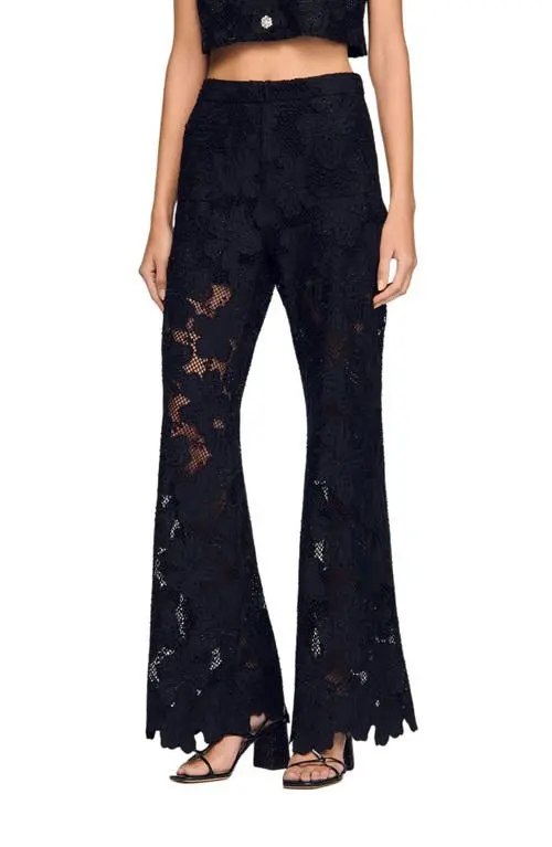 Sandro Guipure Lace Trousers - Black