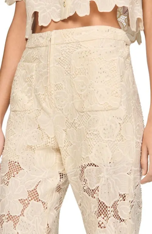 Sandro Guipure Lace Trousers - Ecru