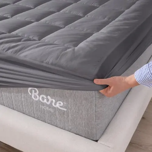 BARE HOME Cotton Top Mattress Pad - Grey
