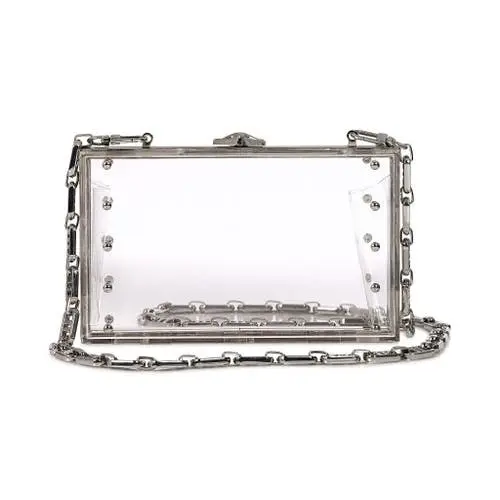 DESERI Halo Crossbody Clutch With Fox Head Clasp - Silver